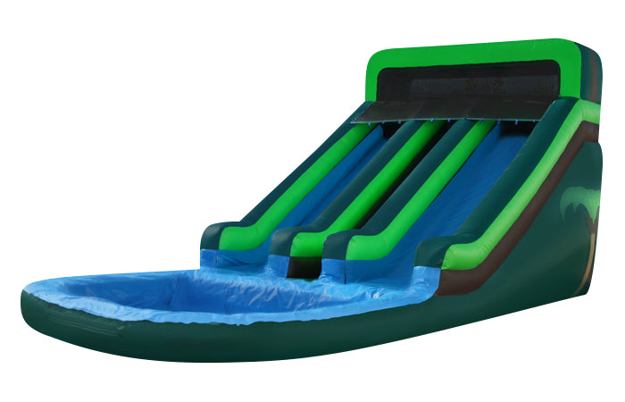 Blue and Green Inflatable Water Slide - 14 FT