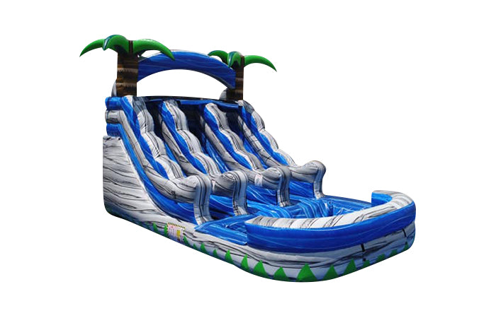 Dual Grey Blue Splash Inflatable Water Slide - 13 FT